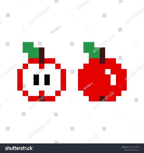 Set Minimalistic Pixel Art Vector Fruits Stock Vector Royalty Free