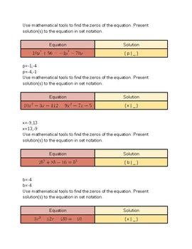 Question Problem Set Solving Quadratic Equations By Justin Shalongo