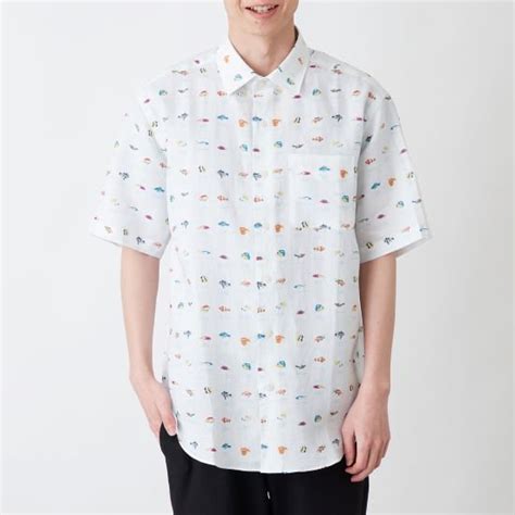 ＜special Price＞カラフル熱帯魚柄 Cloft ラミー（麻）100％ プリント半袖 ｜日本製 ギフトにもおすすめ（ユニセックス対応