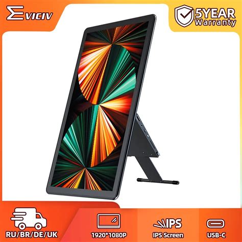Eviciv Y 휴대용 모니터 터치 스크린 디스플레이 노트북용 접이식 스탠드 5 포인트 멀티 터치 Ips 패널 19201080 풀 Hdr 156 인치lcd