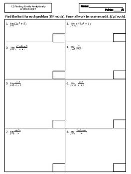 Finding Limits Analytically Worksheet By Binary Addition TpT