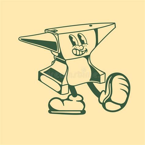 Desenho De Personagem Vintage De Anvil Ilustração Do Vetor Ilustração