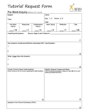Fillable Online Tutorial Request Form Cusd80com Fax Email Print