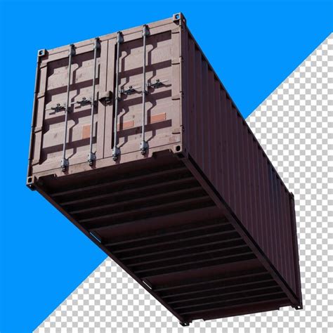Premium Psd Realistic Red Cargo Containers Perspective And Bottom View Isolated