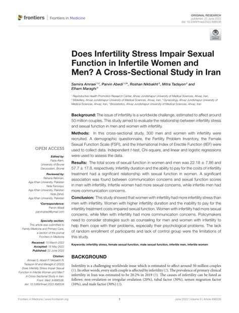 Pdf Does Infertility Stress Impair Sexual Function In Infertile Women