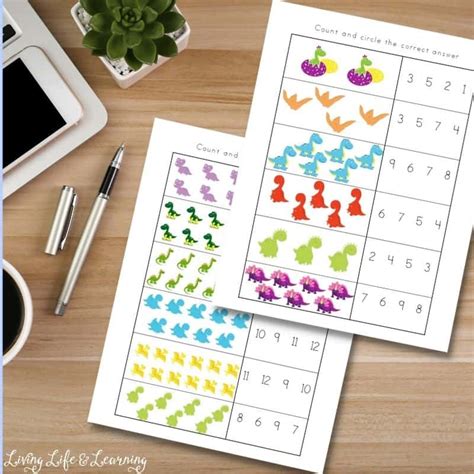 Dinosaur Kindergarten Math Worksheets