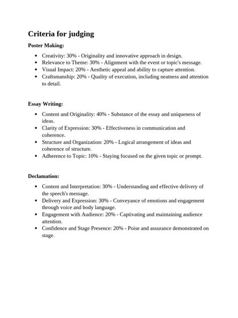 Criteria For Judging Pdf