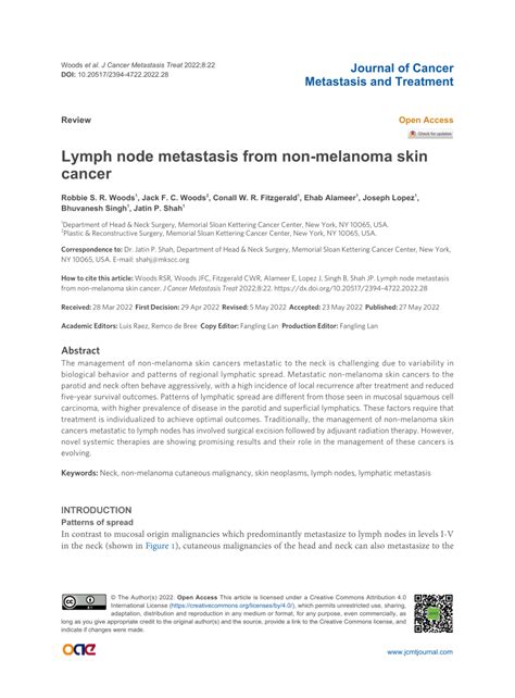 Pdf Lymph Node Metastasis From Non Melanoma Skin Cancer