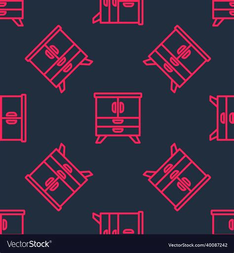 Red Line Chest Of Drawers Icon Isolated Seamless Vector Image
