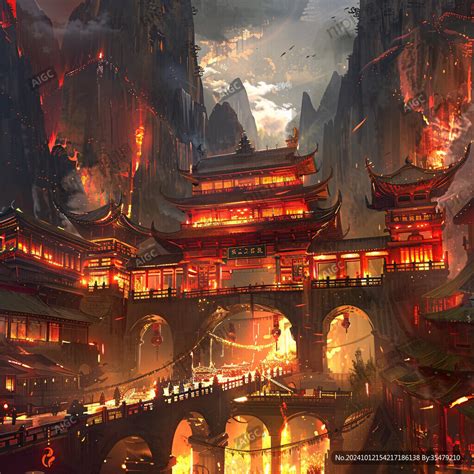 Ai创作图中国风场景 古风人物大场景 宫殿楼阁仙境仙人大殿 场景氛围图 场景原画 Cg场景 古风场景插画 大唐盛世场景 国风场景 玄幻古镇夜景