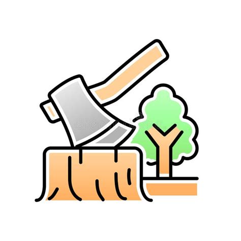 Deforestation Icon Forest Tree Cutting With Lumber Axe Logo Stock Vector Illustration Of