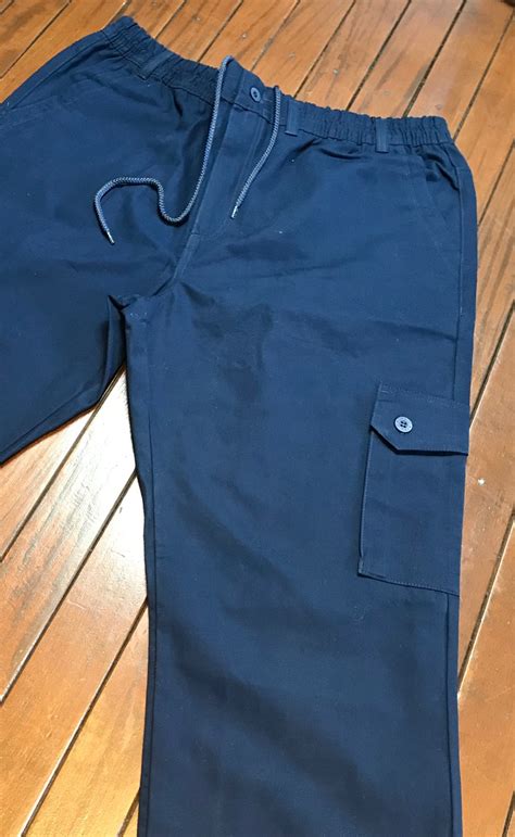Calça Cargo de Sarja Azul Marinho Plus Size 000730 PlusMan Brasil