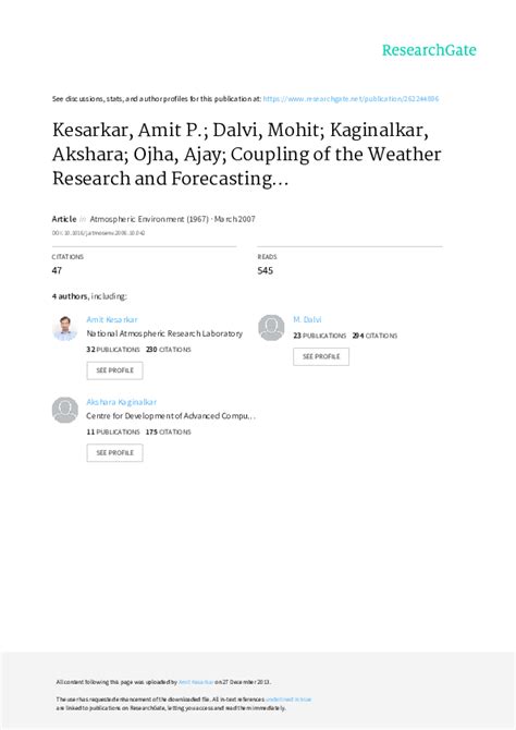 Pdf Coupling Of The Weather Research And Forecasting Model With
