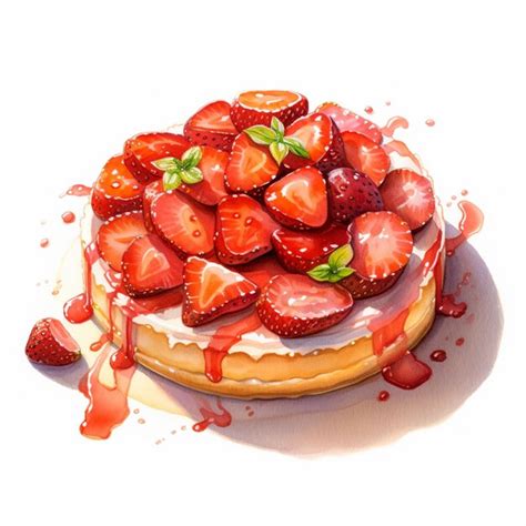 Premium Photo A Drawing Of A Cake With Strawberries On It