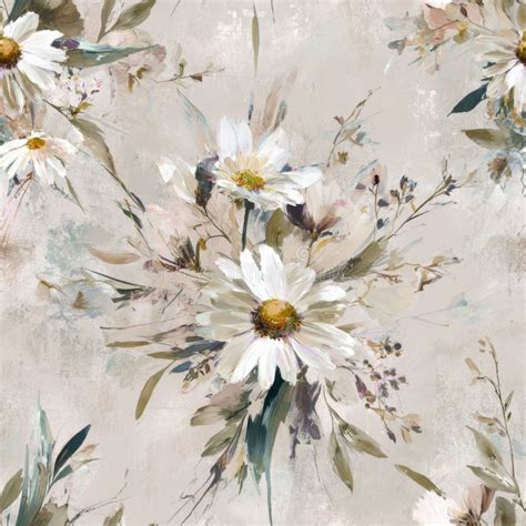 Elegant White Daisy Floral Pattern With Soft Botanical Watercolor