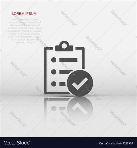 Checklist Document Sign Icon In Flat Style Survey Vector Image