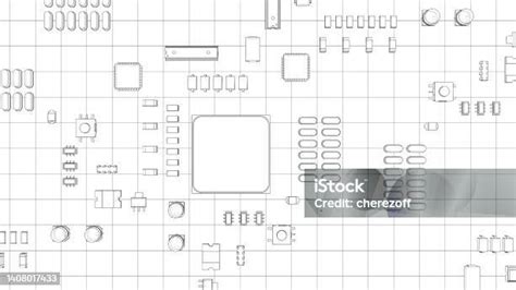 Papan Sirkuit Listrik Berbagai Chip Vektor Ilustrasi Stok Unduh Gambar Sekarang Baris