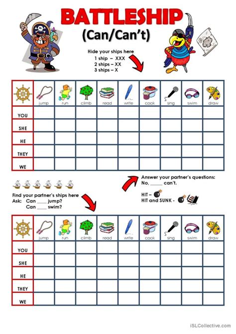Present Simple Battleship English Esl Worksheets Engl