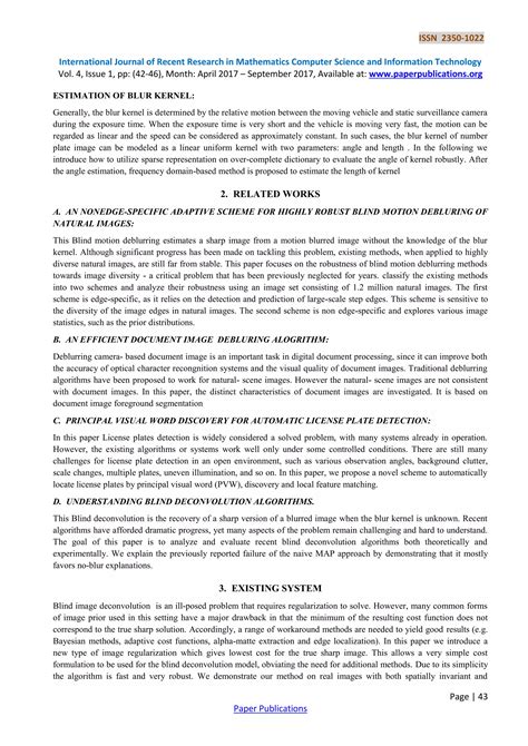 Number Plate Image Detection For Fast Motion Vehicles Using Blur Kernel Estimation And Ann Pdf