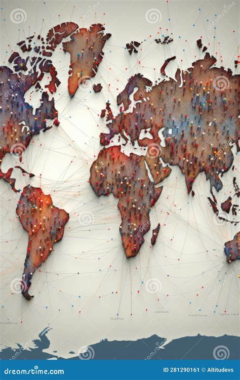 a world map with data points and connections stock illustration