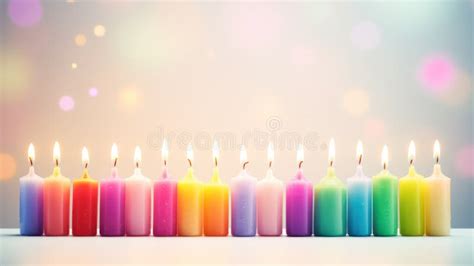 Colorful Candles With Happy Birthday Message Ai Generated Stock