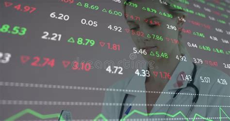 Stock Market Data Animation Over Medical Professional Analyzing Information Stock Video Video