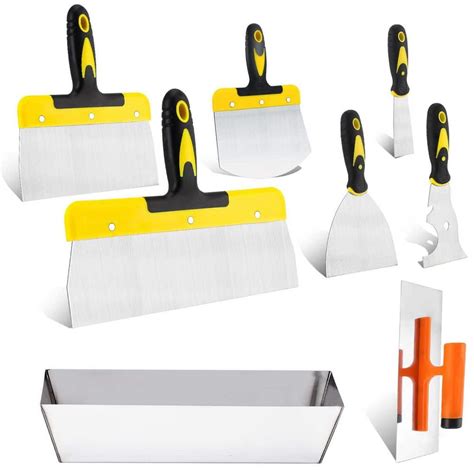 Laybus 8 Piece Stainless Steel Drywall Hand Tool Kit Includes Taping