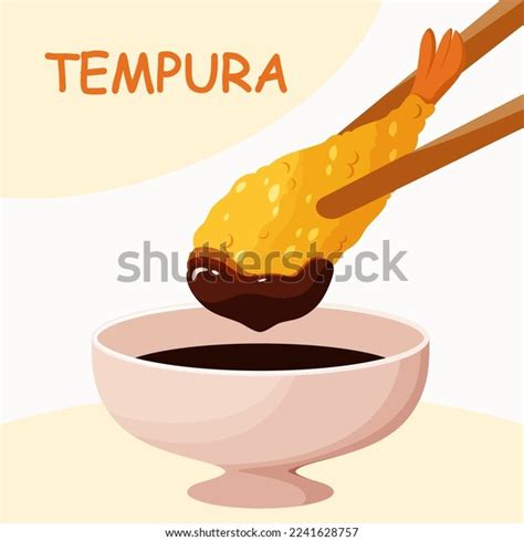 Tempura Shrimp Soy Sauce Japanese Food Stock Vector Royalty Free