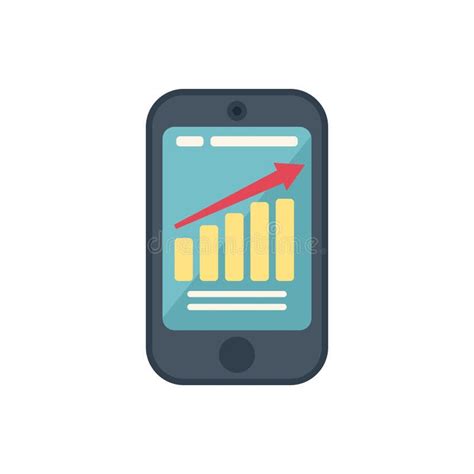 Smartphone Displaying Growing Bar Graph With Upward Arrow Stock Vector