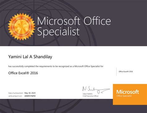 Yamini Lal A Shandilay On Linkedin Certification Excel2016