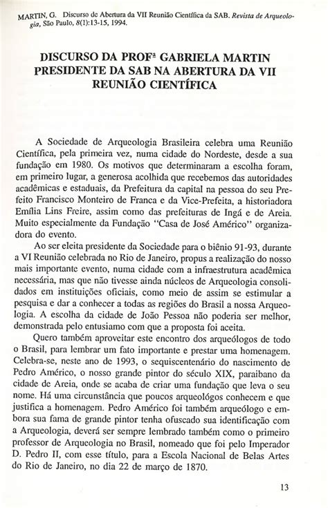 Pdf Discurso De Abertura Da Vii Reunião Científica Da Sab