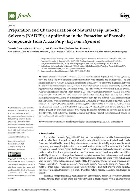 Pdf Preparation And Characterization Of Natural Deep Eutectic
