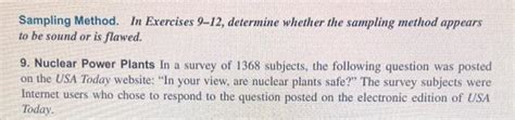 Solved Sampling Method In Exercises Determine Whether Chegg