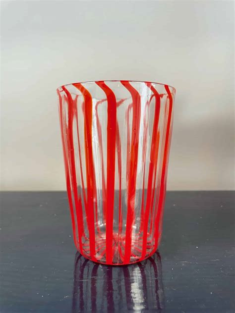 Striped Murano Clear Glass Can Sab