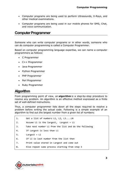 Computer Programming Tutorial Pdf