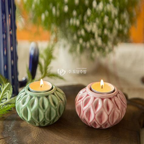 도자기 동글이 캔들홀더 꽃 주식회사 도담주방