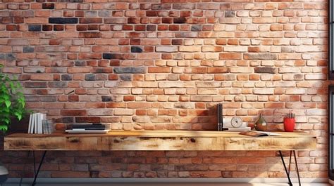 3d Render Background Brick Wall On A Workspace Table Advertising