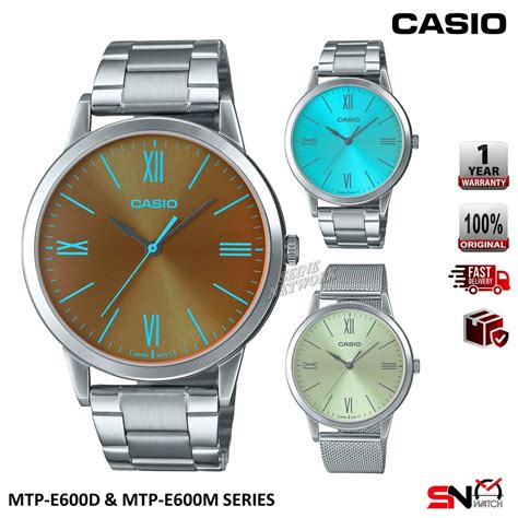 Casio Mtp E600d Mtp E600m Minimal Design Quartz Analog Stainless Steel Band Men Watch Jam Tangan