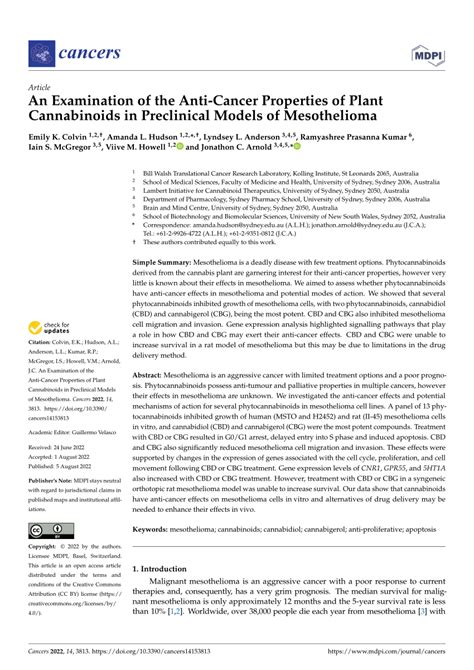 Pdf An Examination Of The Anti Cancer Properties Of Plant