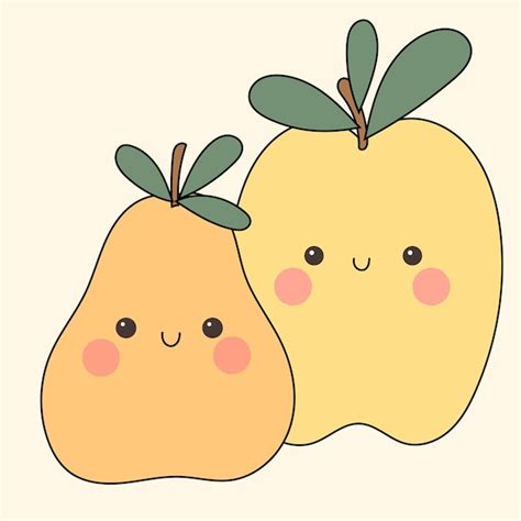 Premium Vector Fruit Cute Kawaii Character Retro Funny Silhouette