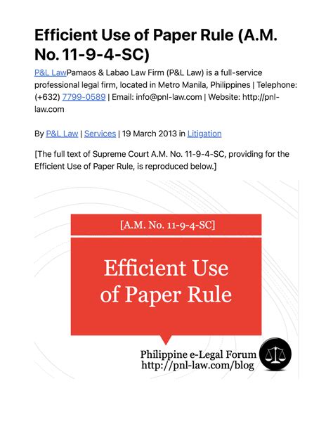 Efficient Use Of Paper Rule A M No 11 9 4 SC P L LawPamaos Labao
