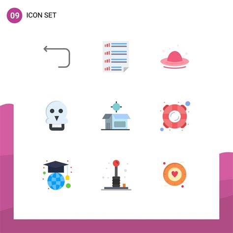 Universal Icon Symbols Group Of 9 Modern Flat Colors Of Open Product