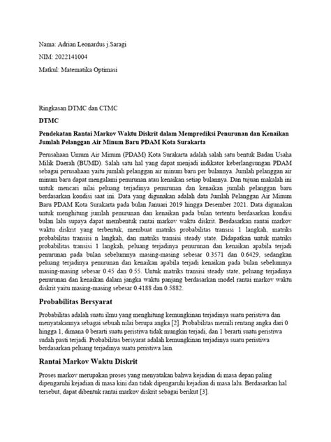 Ringkasan Dtmc Dan Ctmc Pdf