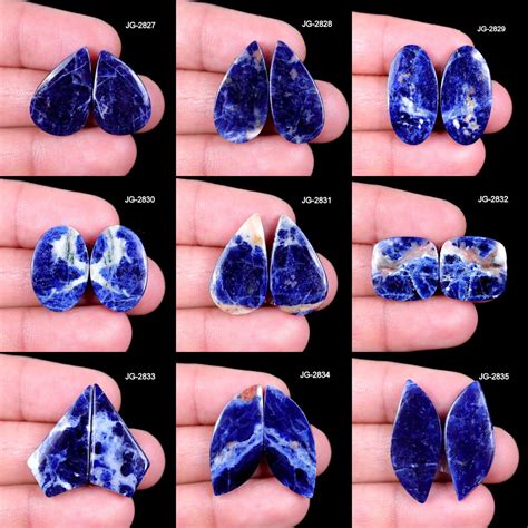 Sodalite Cabochon Pair Matching Sodalite Earring Pair Flatback