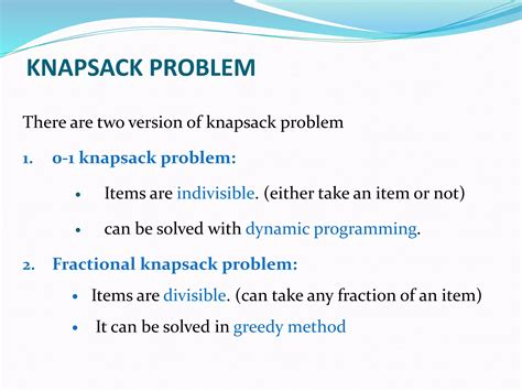 greedy algorithm knapsack problem pptx