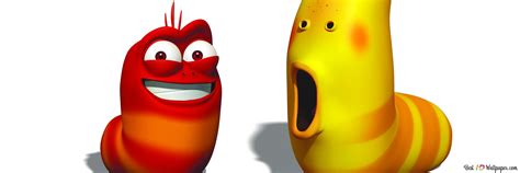 Animated Film Of Two Larvae In Yellow Orange And Red Photographed On