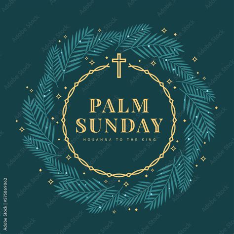 Palm Sunday Text Ib Gold Circle Thorns With Cross Crucifix On Top And