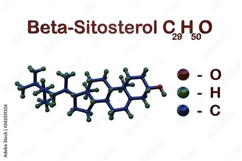Structural Chemical Formula And Molecular Model Of Beta Sitosterol One Of The Several