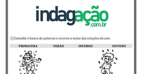 Atividade de Ciências 2º Ano estações e o sistema solar INDAGAÇÃO