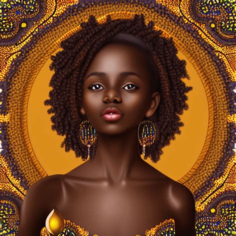 Belle Fille à La Peau Marron Foncé Habillée En Princesse Africaine